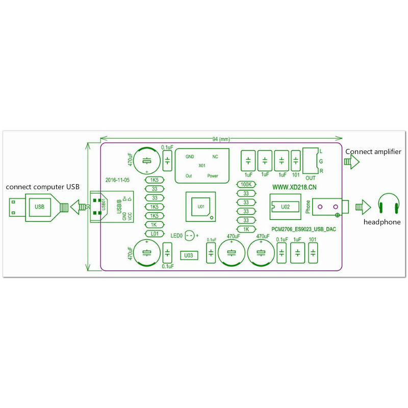 USB аудио ЦАП для наушников Aiyima Hi-Fi I2S (PCM2706, ES9023) от ...